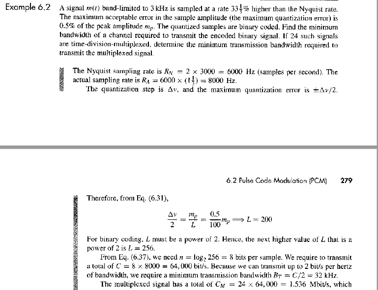 Solved Example 6.2 A signal m(t) band-limited to 3 kHz is | Chegg.com