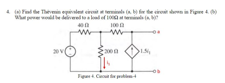 Solved 4. (a) Find the Thévenin equivalent circuit at | Chegg.com