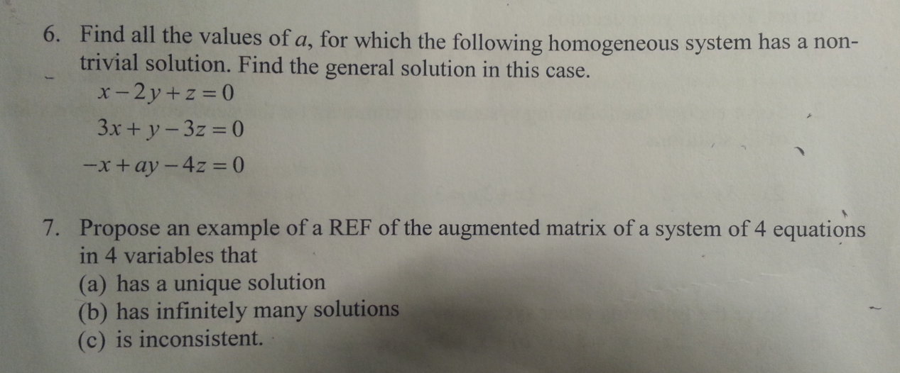 Solved Find all the values of a, for which the following | Chegg.com