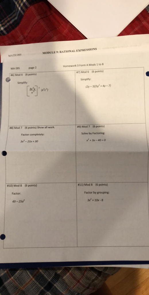 Solved MODULE 9: RATIONAL EXPRESSIONS MATH 095 Homework 3 | Chegg.com