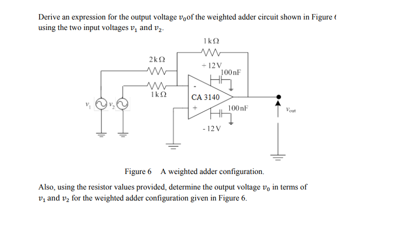 Solved Derive an expression for the output voltage voof the | Chegg.com