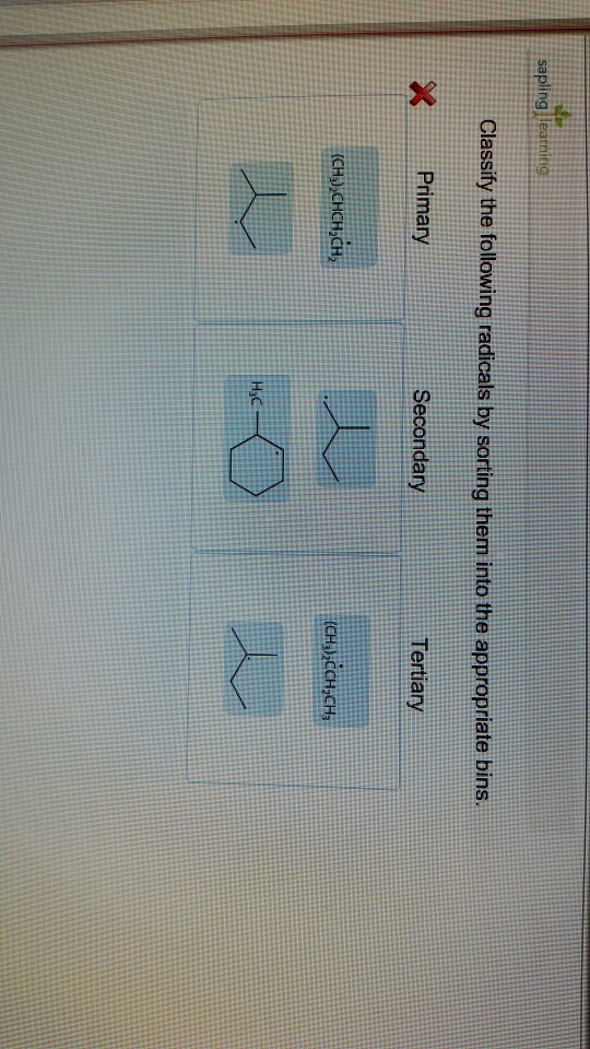 Solved Classify the following radicals by sorting them into | Chegg.com