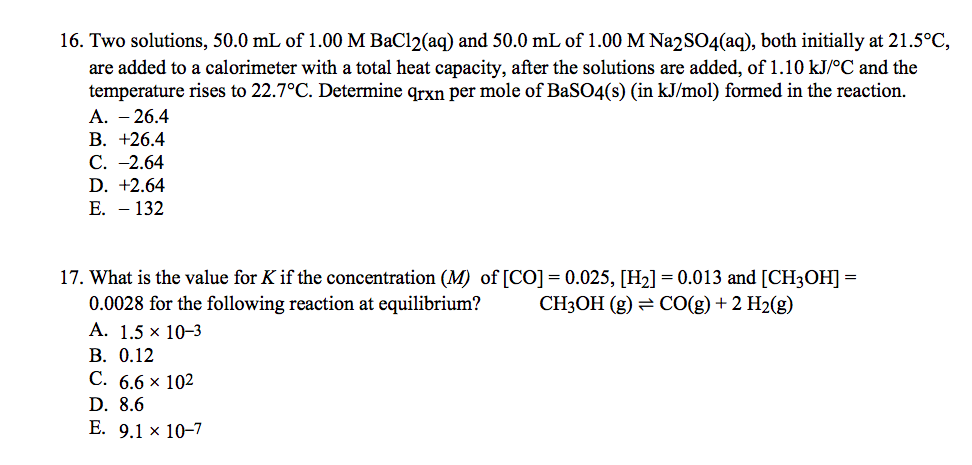 Solved 16. Two solutions, 50.0 mL of 1.00 M BaCl2(aq) and | Chegg.com