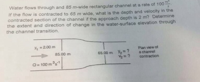 Solved Water flows through and 85 m-wide rectangular channel | Chegg.com