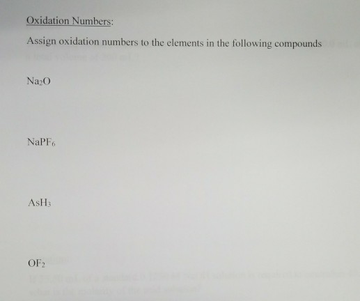 Solved Oxidation Numbers: Assign oxidation numbers to the | Chegg.com