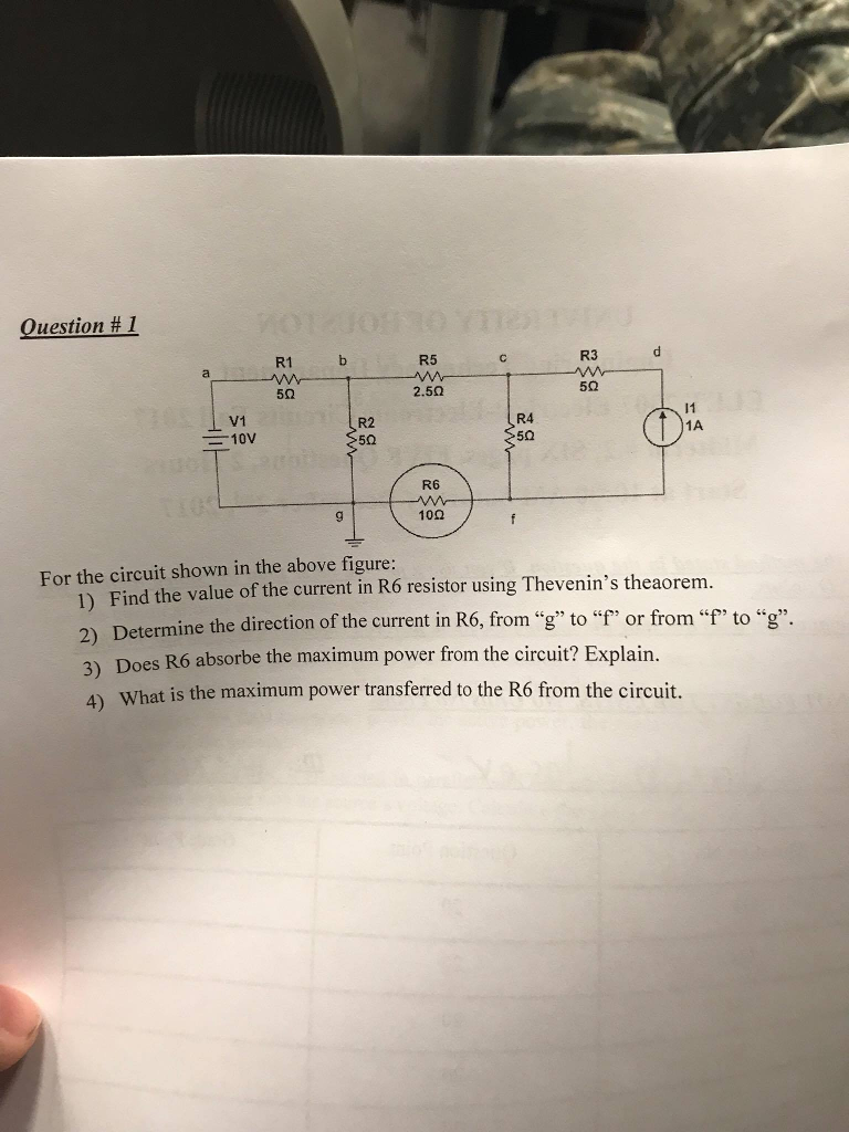 Solved Question # 1 R1 b R5 R3 5Ω 2.52 5Ω V1 10V R2 50 R4 5Ω | Chegg.com
