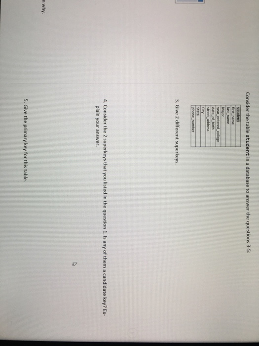 Solved Consider the table student in a database to answer | Chegg.com