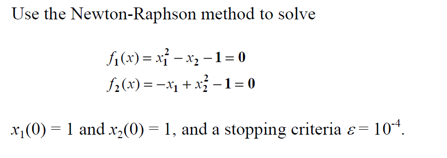 Solved Use the Newton-Raphson method to solve f_1 (x) = | Chegg.com