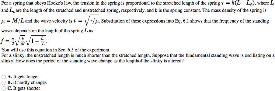 Solved For a spring that obeys Hooke's law, the tension in | Chegg.com