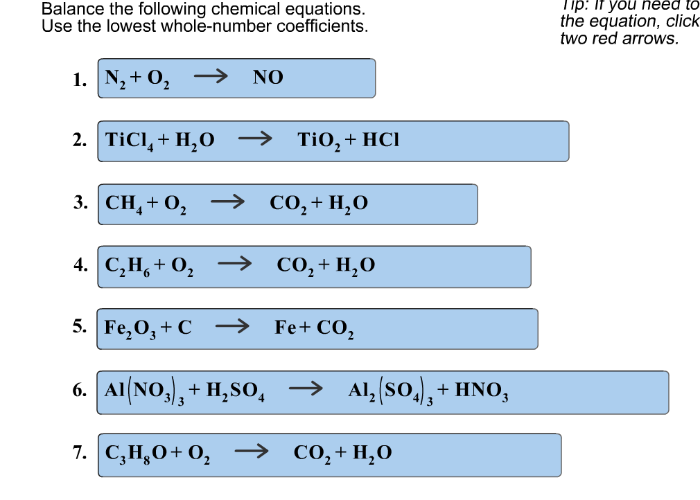 Solved Balance the following chemical equations. Use the | Chegg.com