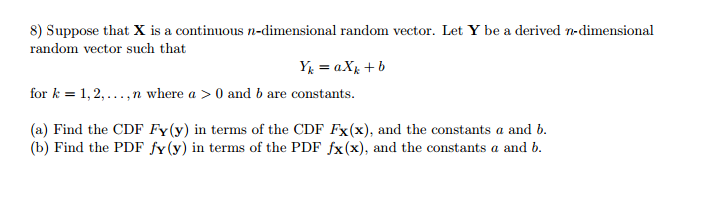 Solved Suppose that X is a continuous n-dimensional random | Chegg.com