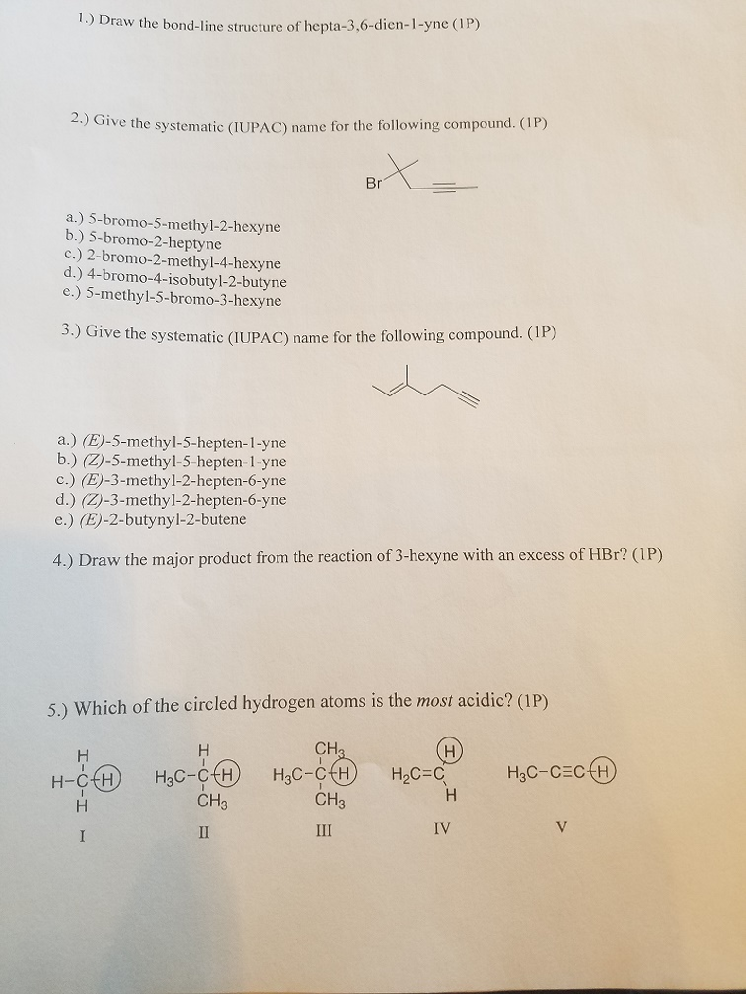 Solved Draw the bond-line structure of hepta-3.6-dien-1 -yne | Chegg.com