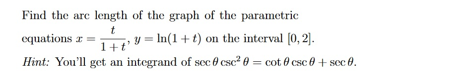 Solved Find the arc length of the graph of the parametric | Chegg.com