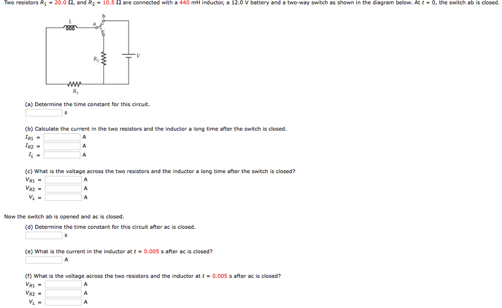 Solved Two resistors R1 = 20.0 ?, and R2 = 10.5 ? are | Chegg.com