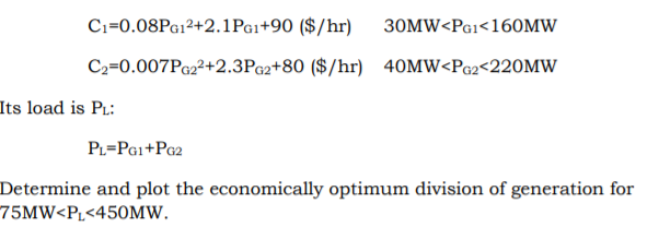 Solved Given two generating units with their respective | Chegg.com
