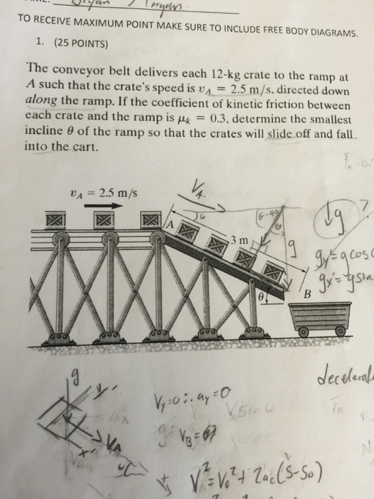 Solved The conveyor belt delivers each 12-kg crate to the | Chegg.com