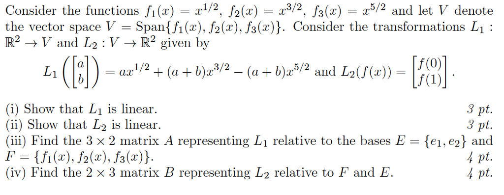 Solved Consider the functions fi(x) = x1/2, f2(2) = 2.3/2. f | Chegg.com