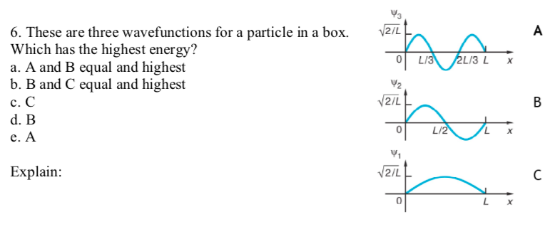 Solved 6. These are three wavefunctions for a particle in a | Chegg.com