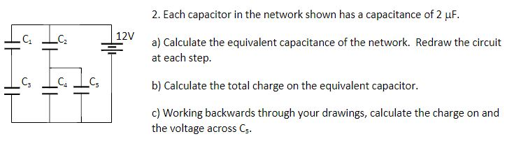 Solved 2. Each capacitor in the network shown has a | Chegg.com