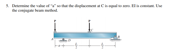 Solved 5. Determine the value of "a" the conjugate beam | Chegg.com