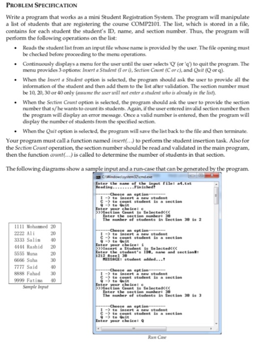 Solved Write a program that works as a mini Student | Chegg.com