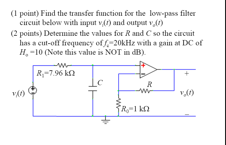 Solved Find the transfer function for the low pass filter | Chegg.com