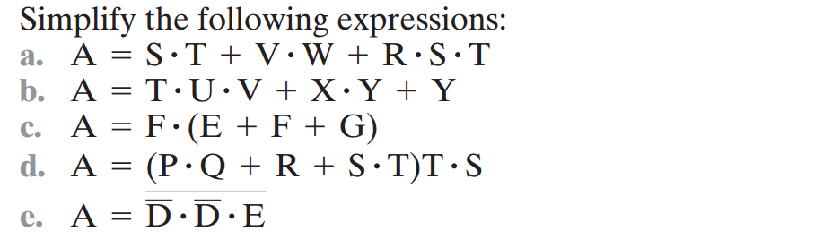 Solved Simplify the following expressions: | Chegg.com