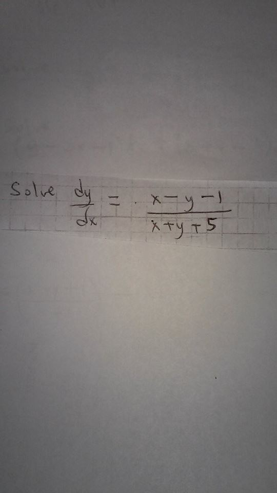 Solved Solve dy/dx = x-y-1/x+y+5 | Chegg.com