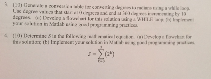 Solved Generate a conversion table for converting degrees to | Chegg.com