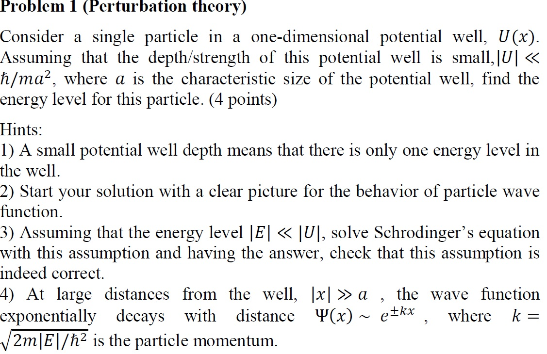 Solved Problem 1 (Perturbation theory) Consider a single | Chegg.com