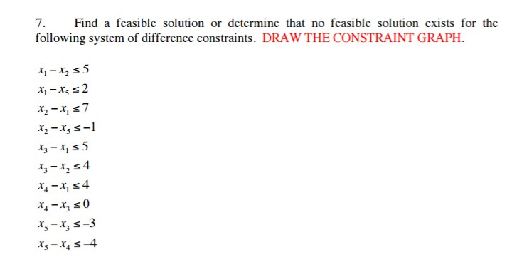 Solved 7 Find a feasible solution or determine that no | Chegg.com