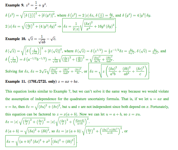 Solved Uncertainty Propagation Examples Instructions: . Find | Chegg.com