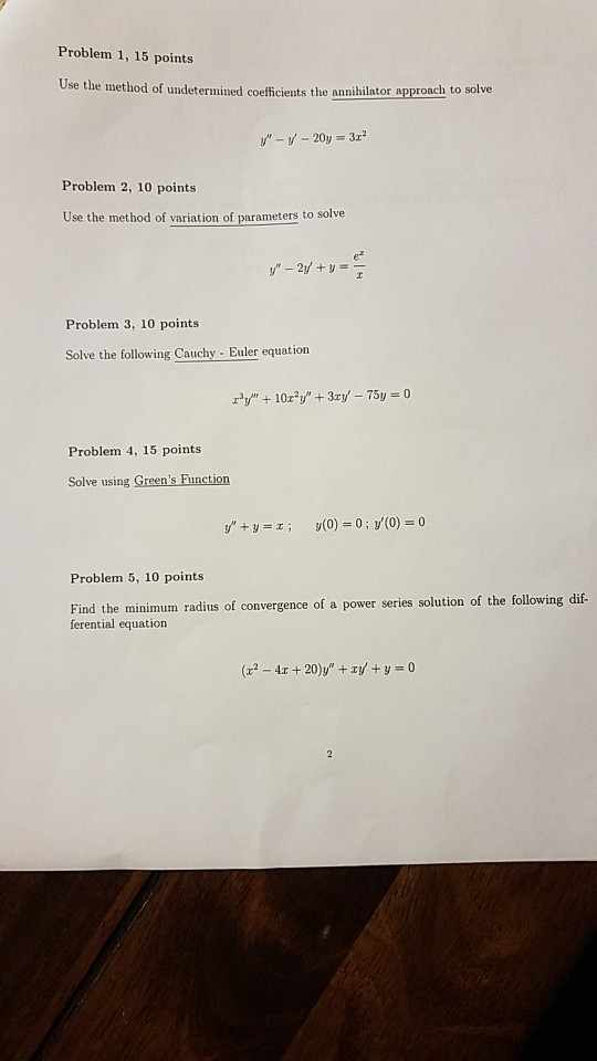 Solved Problem 1, 15 points Use the method of undetermined | Chegg.com