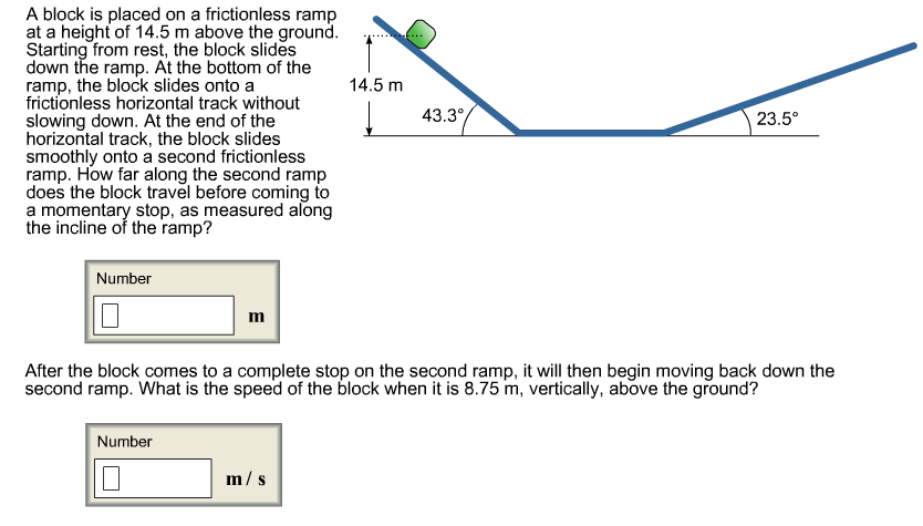 Solved A block is placed on a frictionless ramp at a height | Chegg.com