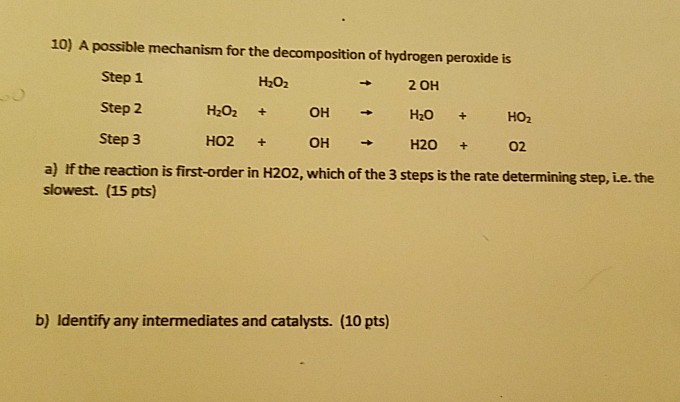 Solved 10) A possible mechanism for the decomposition of | Chegg.com
