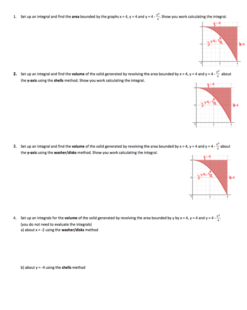 Solved 1. Set up an integral and find the area bounded by | Chegg.com