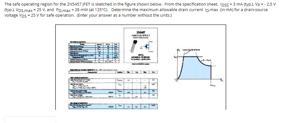 Solved The safe operating region for the 2N5457 JFET is | Chegg.com