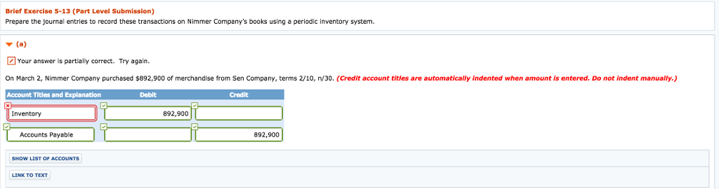 Solved Brief Exercis 5-4 (Part Level Submission) Prepare the | Chegg.com