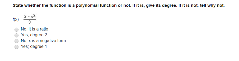 Solved State whether the function is a polynomial function | Chegg.com