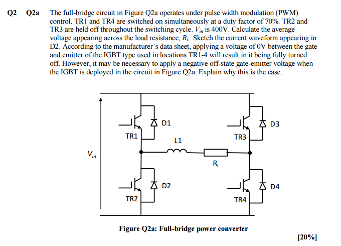 Solved Q2 Q2a The full-bridge circuit in Figure Q2a operates | Chegg.com
