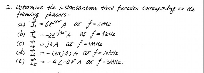 Solved Determine the instantaneous time function | Chegg.com