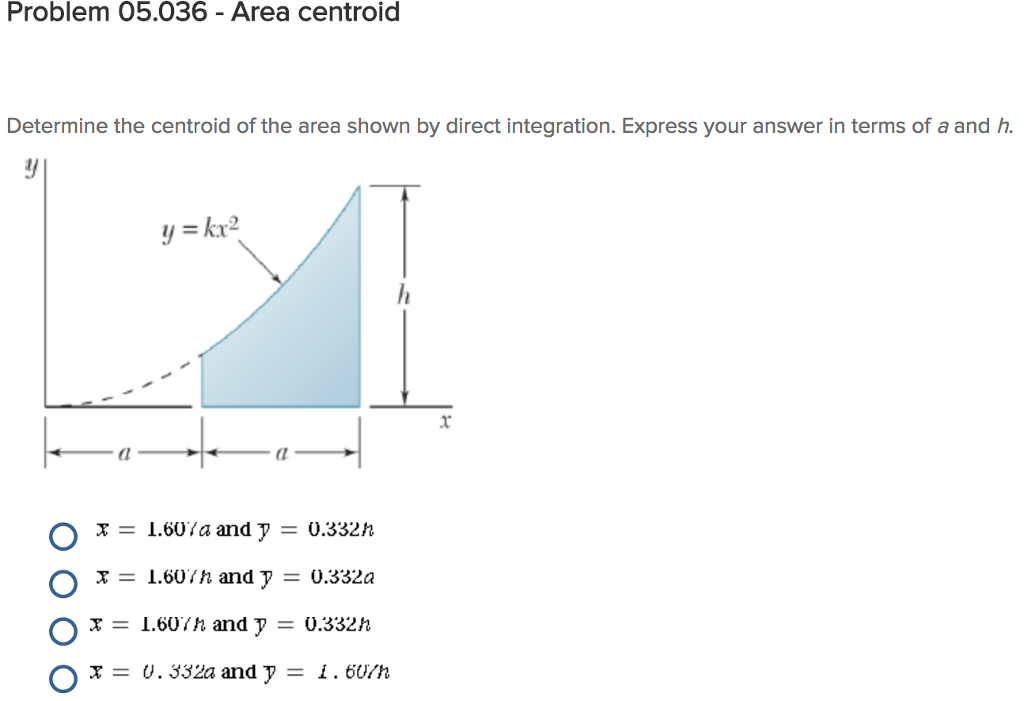 Solved Problem 05.036 - Area centroid Determine the centroid | Chegg.com