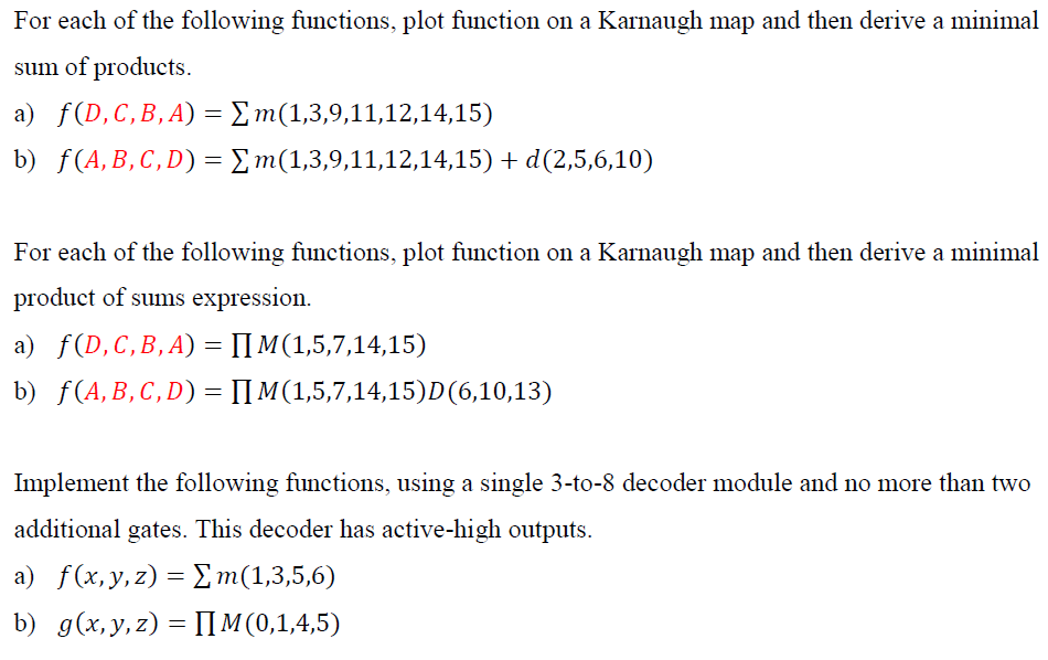 Solved For each of the following functions, plot function on | Chegg.com