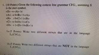 Solved Given the following context free grammar CFG, | Chegg.com