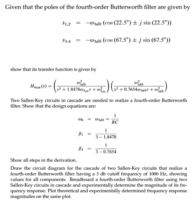 Given that the poles of the fourth-order Butterworth | Chegg.com