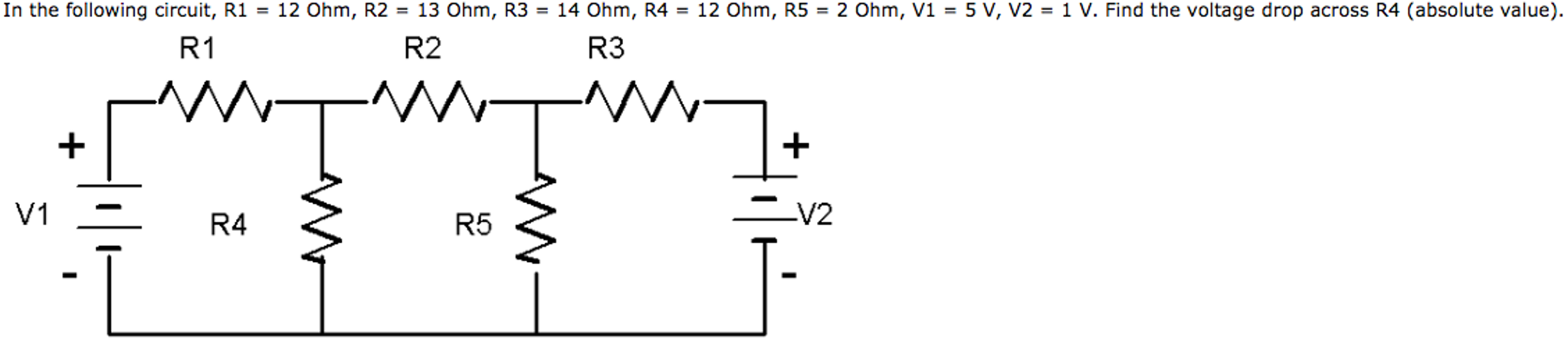 Solved In the following circuit, R1 = 12 Ohm, R2 = 13 Ohm, | Chegg.com