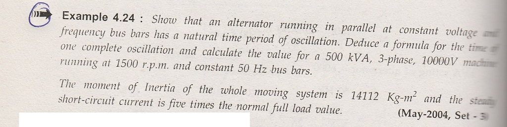 Solved "빠 Example 4.24: Show that an alternator running in | Chegg.com