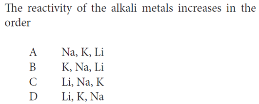 Solved The reactivity of the alkali metals increases in the | Chegg.com