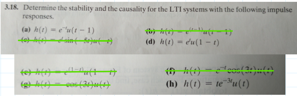 Solved Determine the stability and the causality for the LTI | Chegg.com