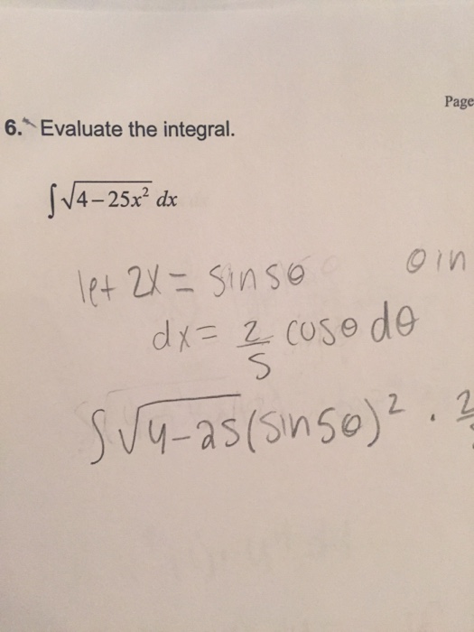 Solved Evaluate the integral integral squareroot 4 - 25x^2 | Chegg.com